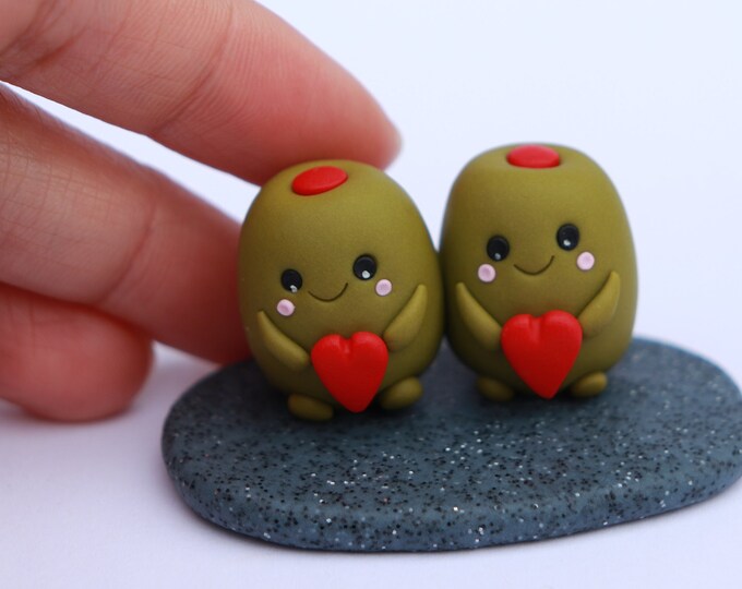 Olive You, Polymer Clay Kawaii Olives, Anniversary Gift, Olive Ornament ...