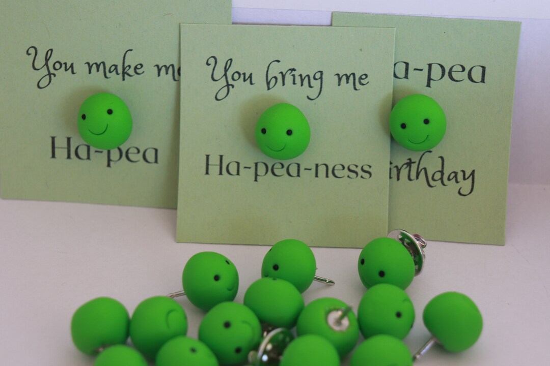 Hap-pea Birthday, Polymer Clay Pea Brooch, Funny Fake Food Gift, Pea ...