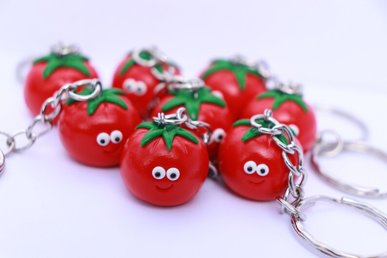 Tomato Fruit Keychain, Polymer Clay Red Gift, Gift for Gardener, Fake ...