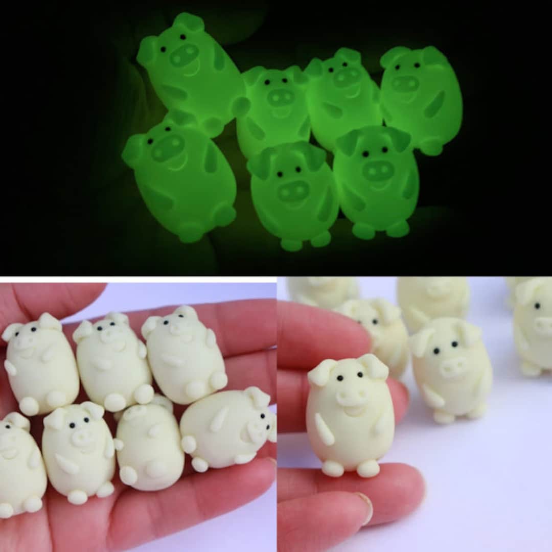 Glow in the Dark Pig, Cute Piggy, Polymer Clay Halloween, Animal Pig ...