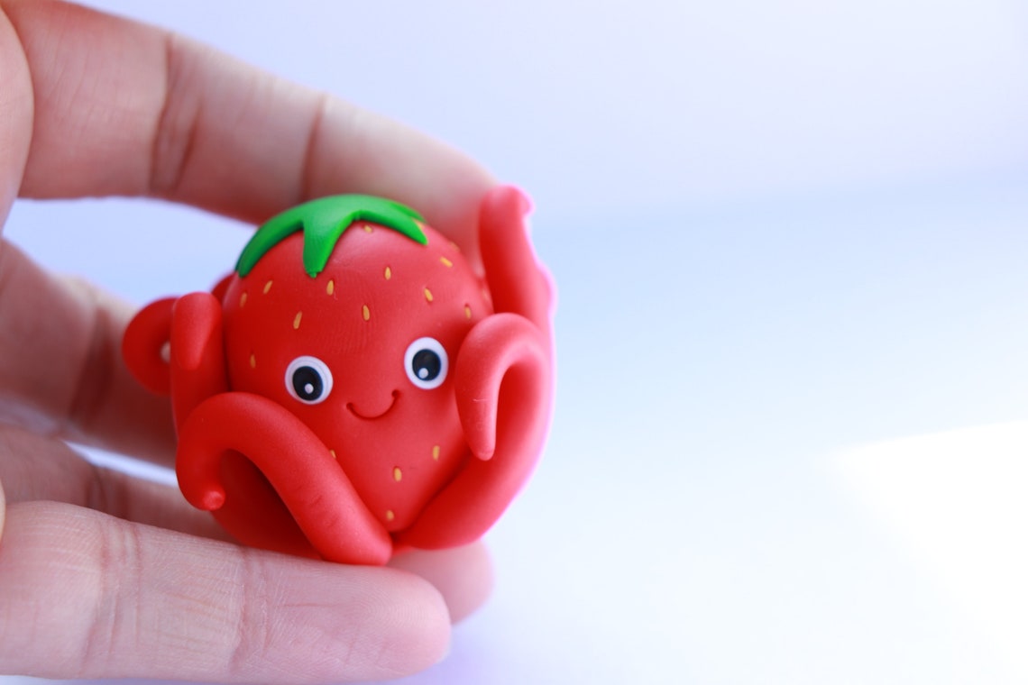 Octopus Cake Topper Strawberry Octopus Ornament Polymer Clay | Etsy