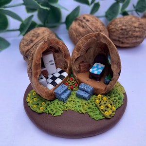 Miniature Walnut House, Polymer Clay Gift, Micro Dolls House, Birthday ...