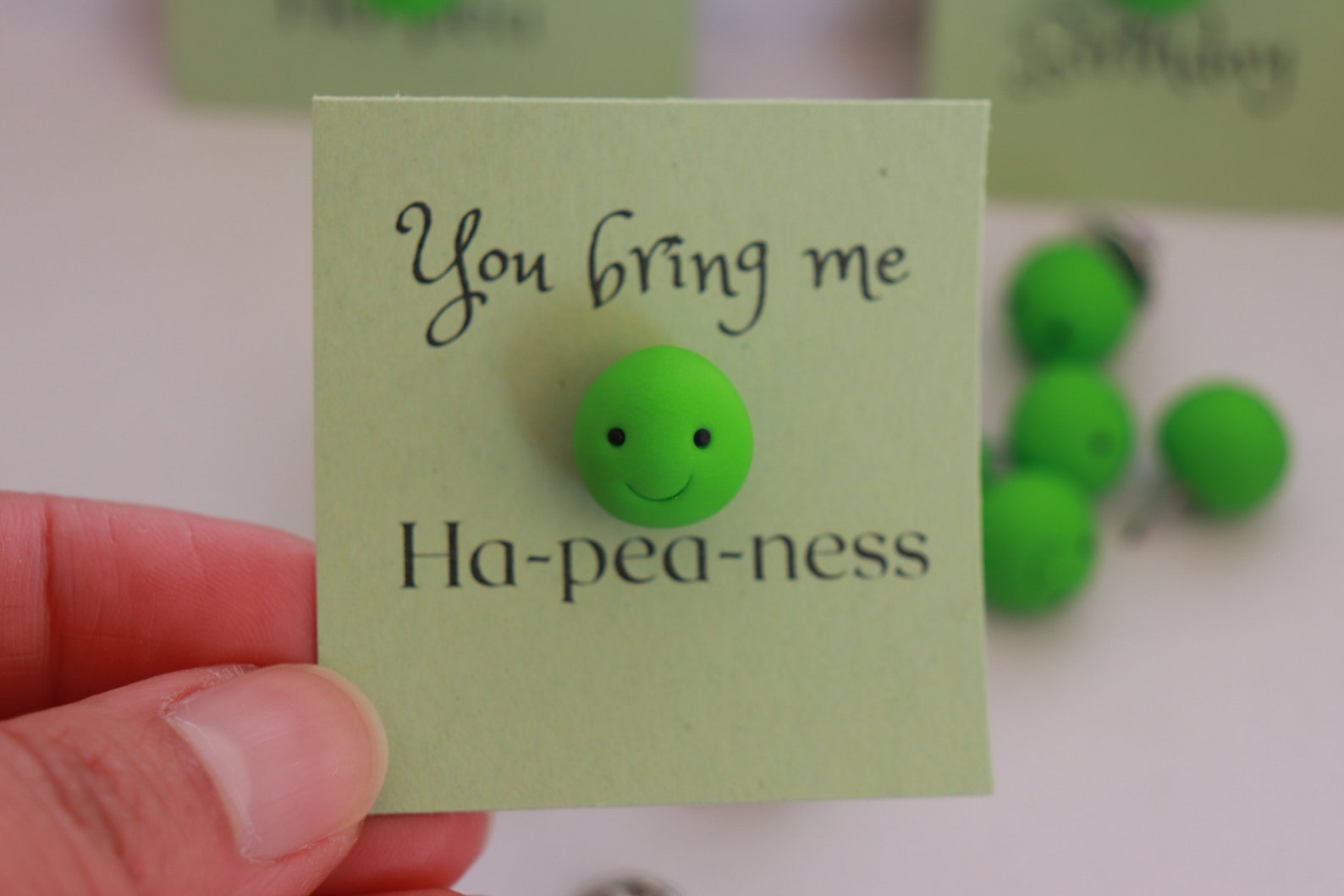 Hap-pea Birthday Polymer Clay Pea Brooch Funny Fake Food | Etsy UK