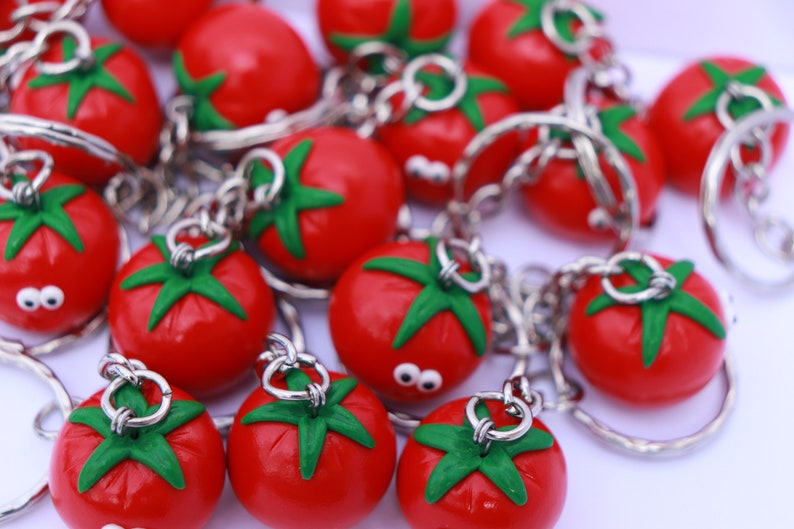 Tomato Fruit Keychain, Polymer Clay Red Gift, Gift for Gardener, Fake ...