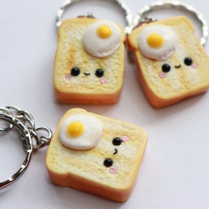 Kawaii Egg on Toast, Polymer Clay Cute Keychain, Best Friend Gift, Food ...