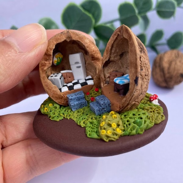 Miniature Doll in Walnut Shell - Etsy UK