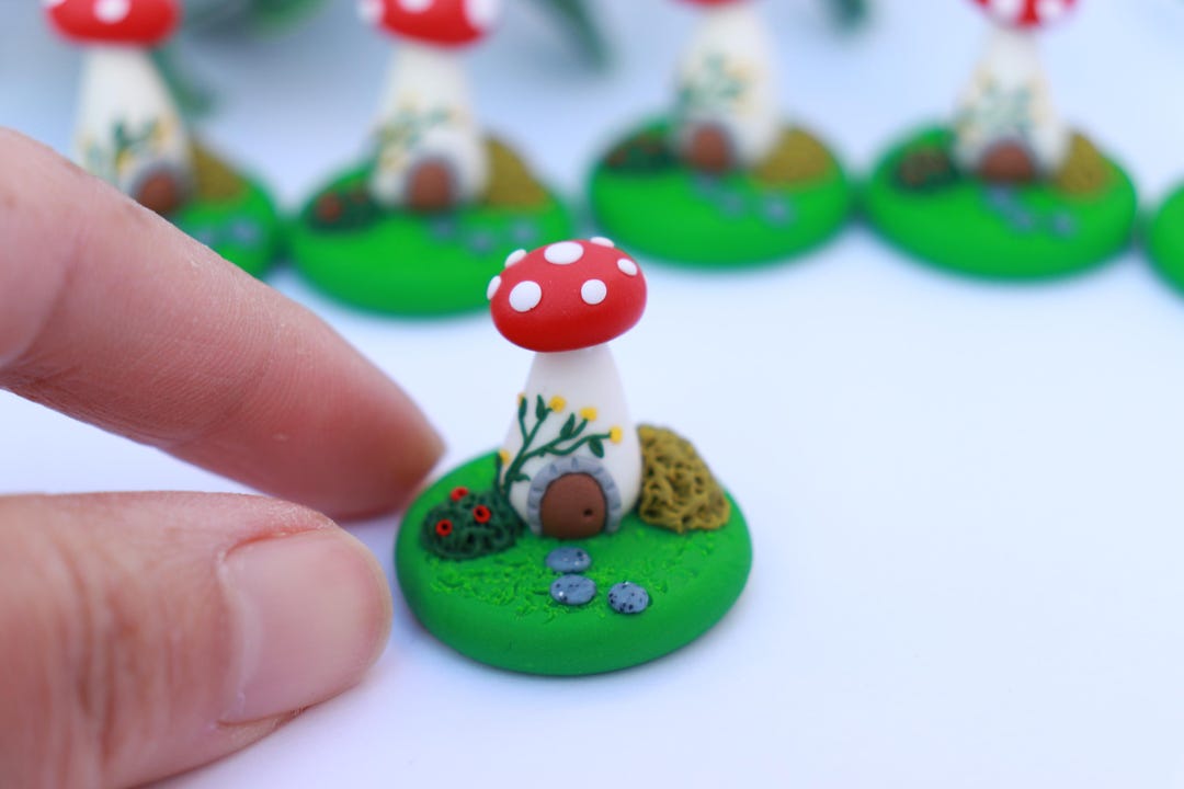 Miniature Toadstool, Polymer Clay Fairy Garden, Miniature Mushroom ...