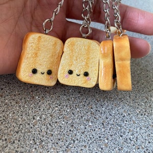 Kawaii Egg on Toast, Polymer Clay Cute Keychain, Best Friend Gift, Food ...