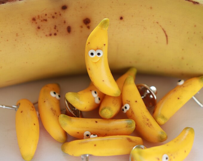 ONE Polymer Clay Banana Pin Funny Fruit Brooch Gift for - Etsy