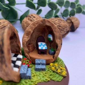 Miniature Walnut House, Polymer Clay Gift, Micro Dolls House, Birthday ...
