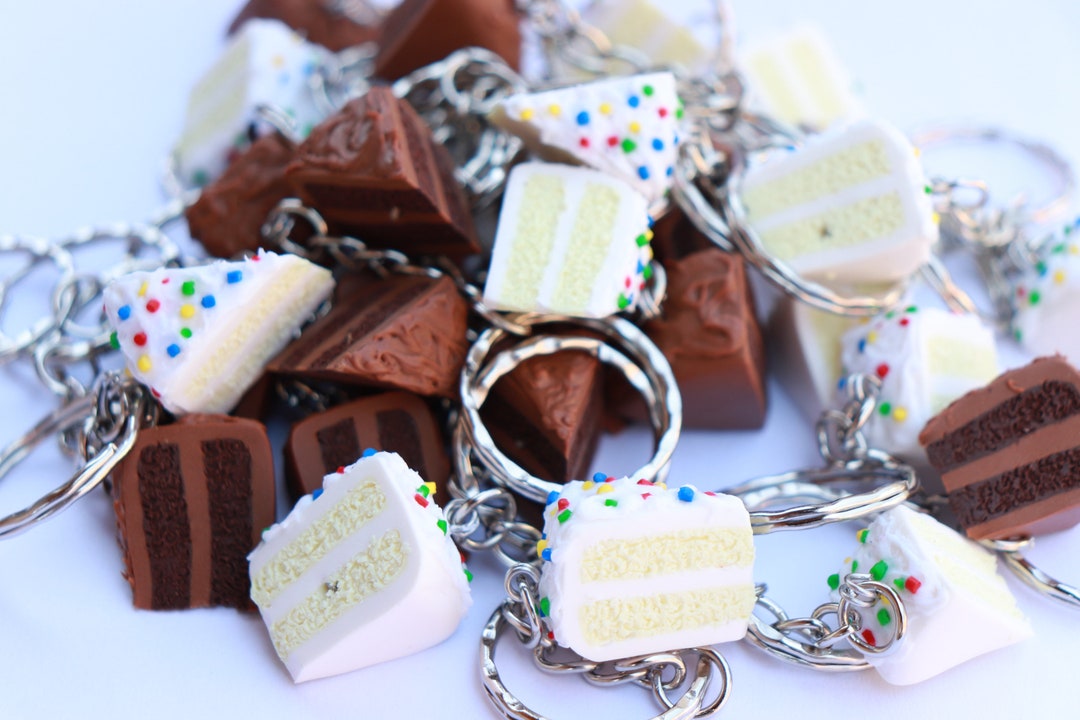 Polymer Clay Mini Chocolate Cake Slice, Cake Lover Gift, Bag Charm, Chocolate Lover Gift, Gift ...