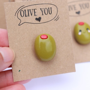 Olive You Brooch, Anniversary Gift, Polymer Clay Pin, Birthday Gift ...