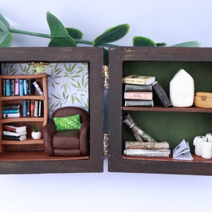 Miniature Library Diorama, Polymer Clay Ornament, Book Lover Gift, Gift ...