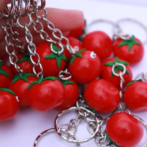 Tomato Fruit Keychain, Polymer Clay Red Gift, Gift for Gardener, Fake ...