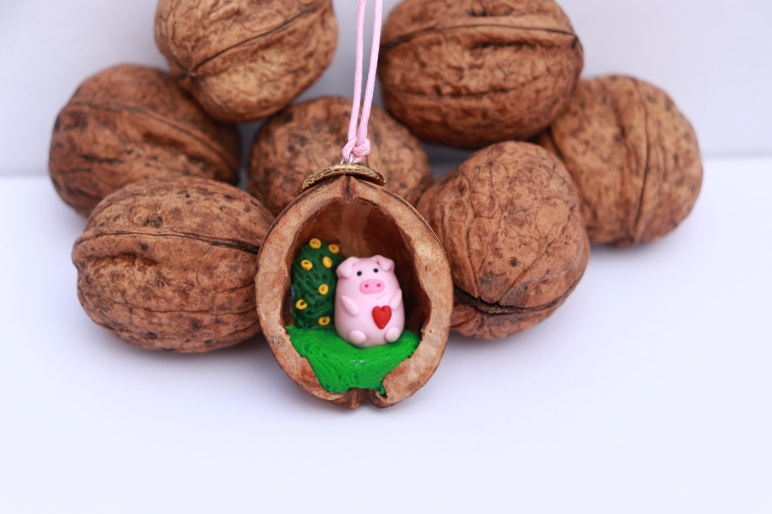 Pig Miniature in Walnut Shell: Animal Lover Gift - Etsy