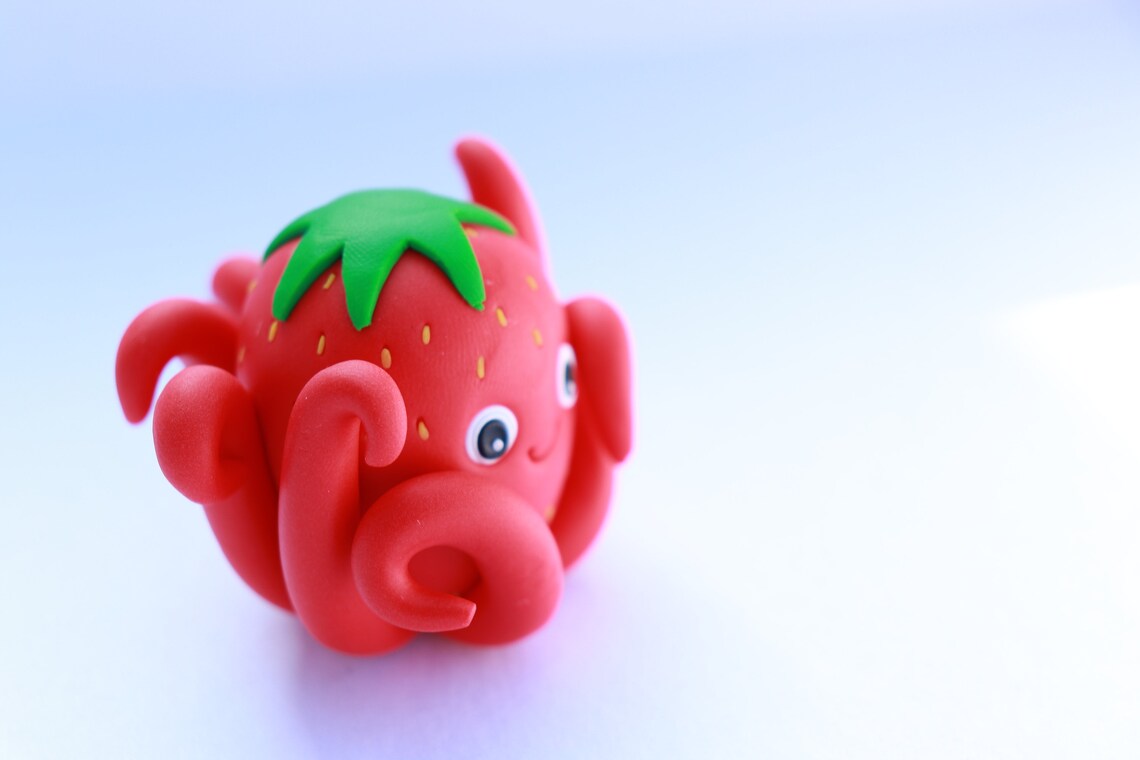 Octopus Cake Topper Strawberry Octopus Ornament Polymer Clay | Etsy