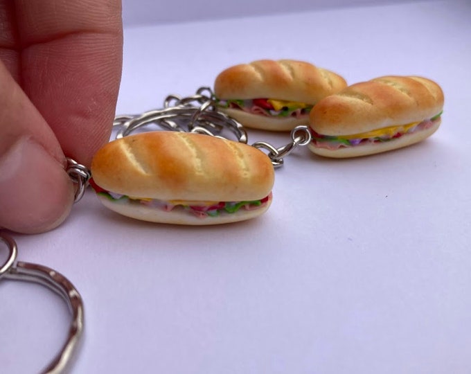 Stacked Sub Sandwich Charm, Polymer Clay Lunch Food Charm, Polymer Clay ...
