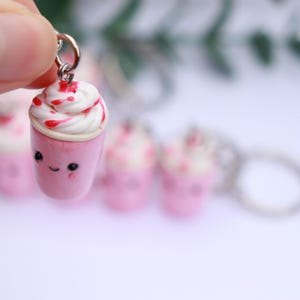 Strawberry Milkshake, Polymer Clay Kawaii Keychain, Coffee Lover ...
