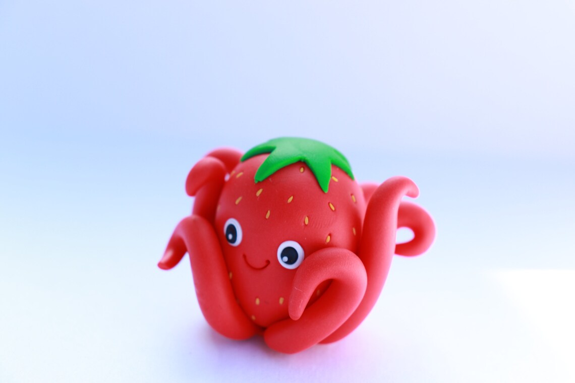 Octopus Cake Topper Strawberry Octopus Ornament Polymer Clay | Etsy