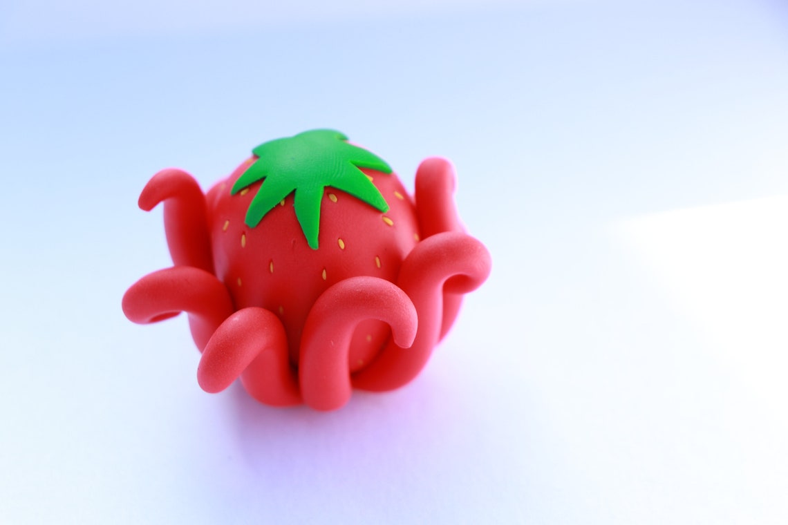 Octopus Cake Topper Strawberry Octopus Ornament Polymer Clay | Etsy