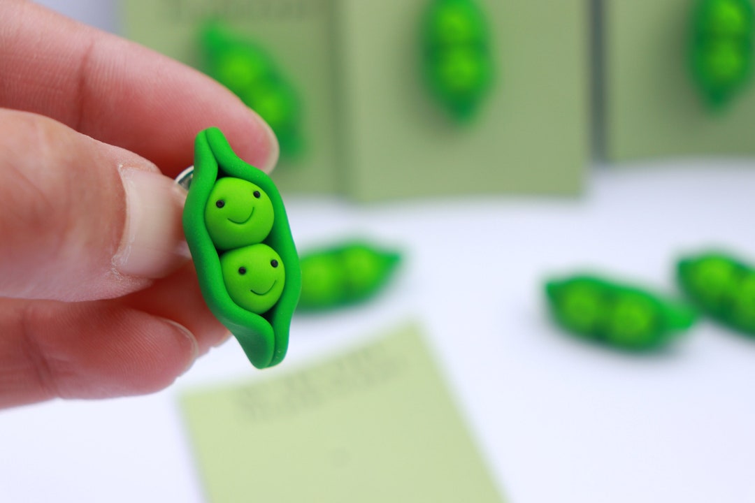 Polymer Clay Brooch Two Peas in a Pod Food Jewellery Pea - Etsy