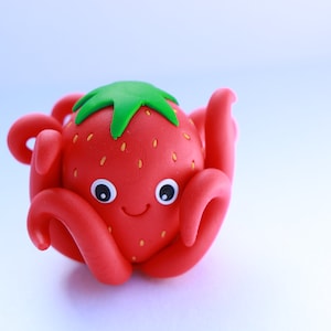 Octopus Cake Topper Strawberry Octopus Ornament Polymer Clay | Etsy