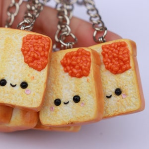 Kawaii Egg on Toast, Polymer Clay Cute Keychain, Best Friend Gift, Food ...
