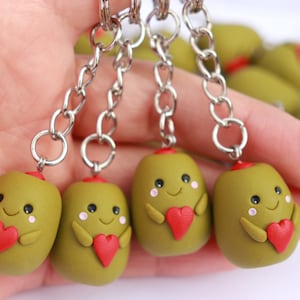 Kawaii Olive Keychain: Polymer Clay Martini Olive Charm, Mothers Day - Etsy