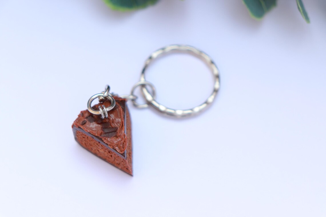 Polymer Clay Chocolate Cake Slice Keychain: Foodie Gift - Etsy