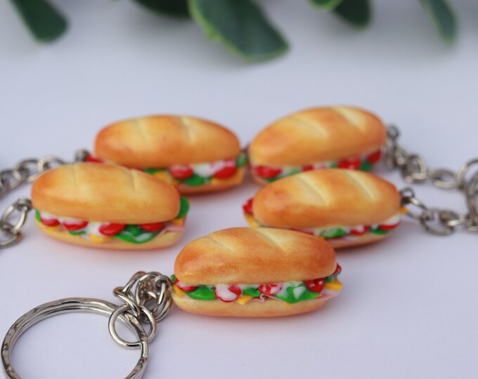 Stacked Sub Sandwich Charm, Polymer Clay Lunch Food Charm, Polymer Clay ...