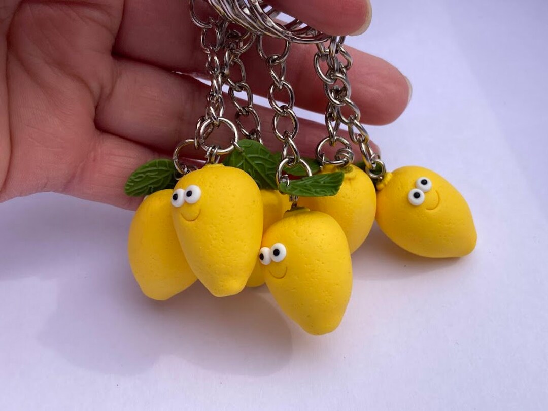Lemon Keychain, Polymer Clay Fruit, Gift for Gardener, When Life Gives ...