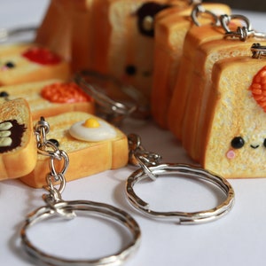 Kawaii Egg on Toast, Polymer Clay Cute Keychain, Best Friend Gift, Food ...