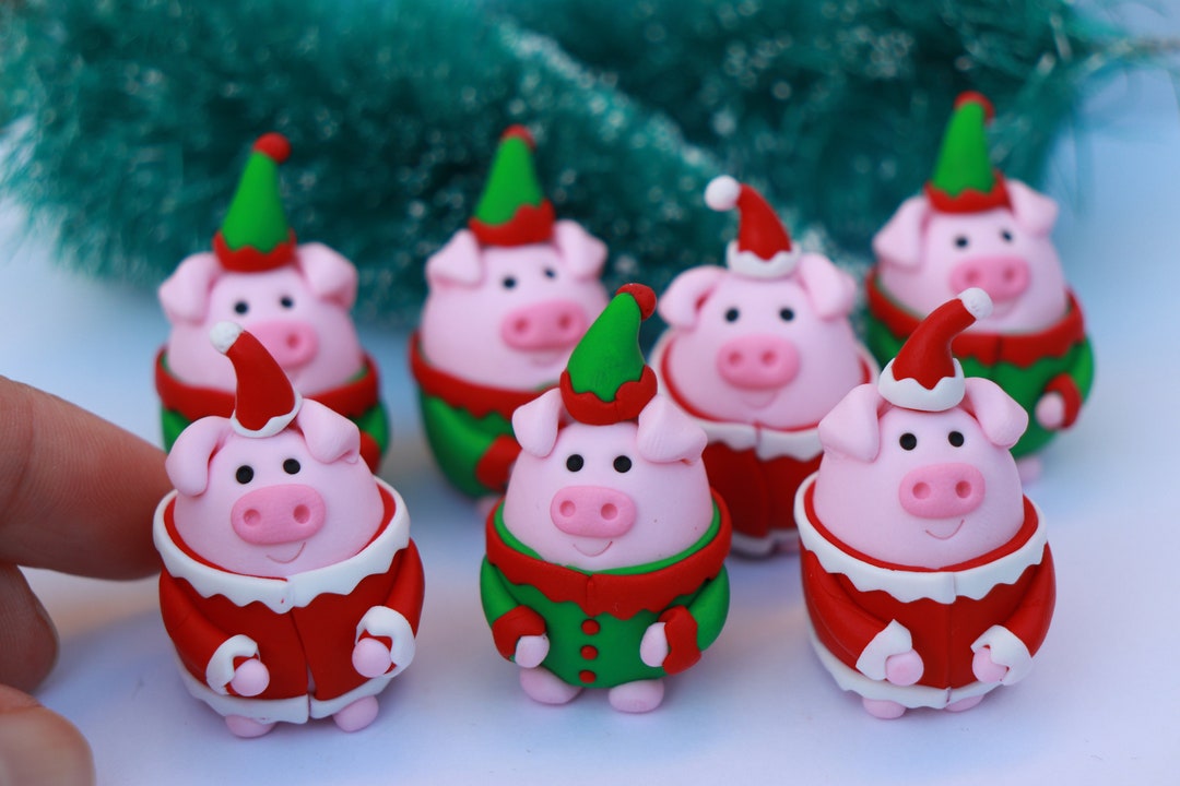 Elf Pig, Polymer Clay Ornament, Pig Lover, Christmas Pig Ornament ...