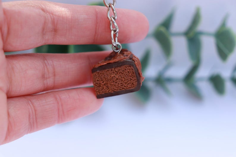 Polymer Clay Chocolate Cake Slice Keychain: Foodie Gift - Etsy