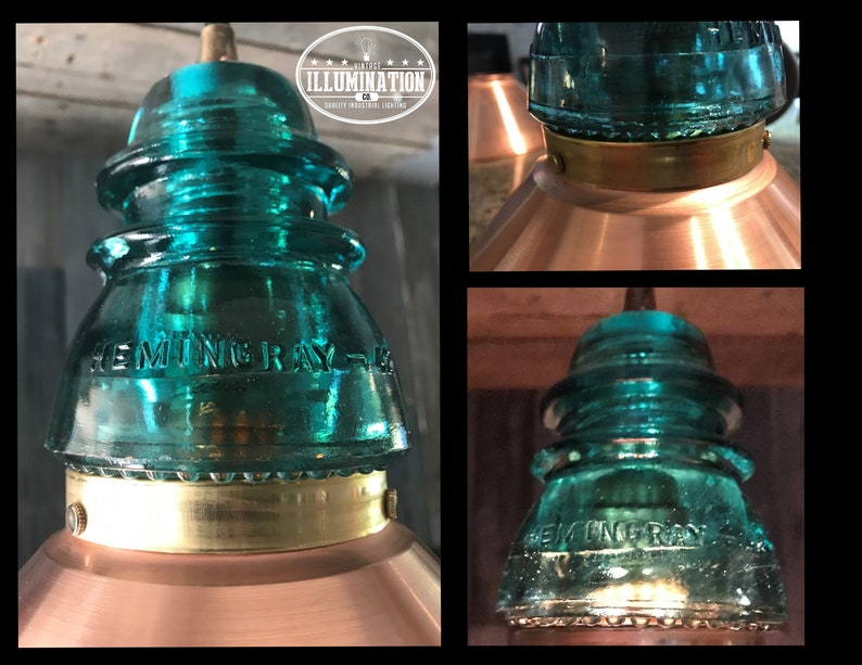 Hemingray 42 Glass Insulator Pendant W/solid Copper Shade - Etsy