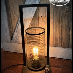 Industrial Wire Cage Table Lamp - 8" Wide X 20" High - Welded Steel ...