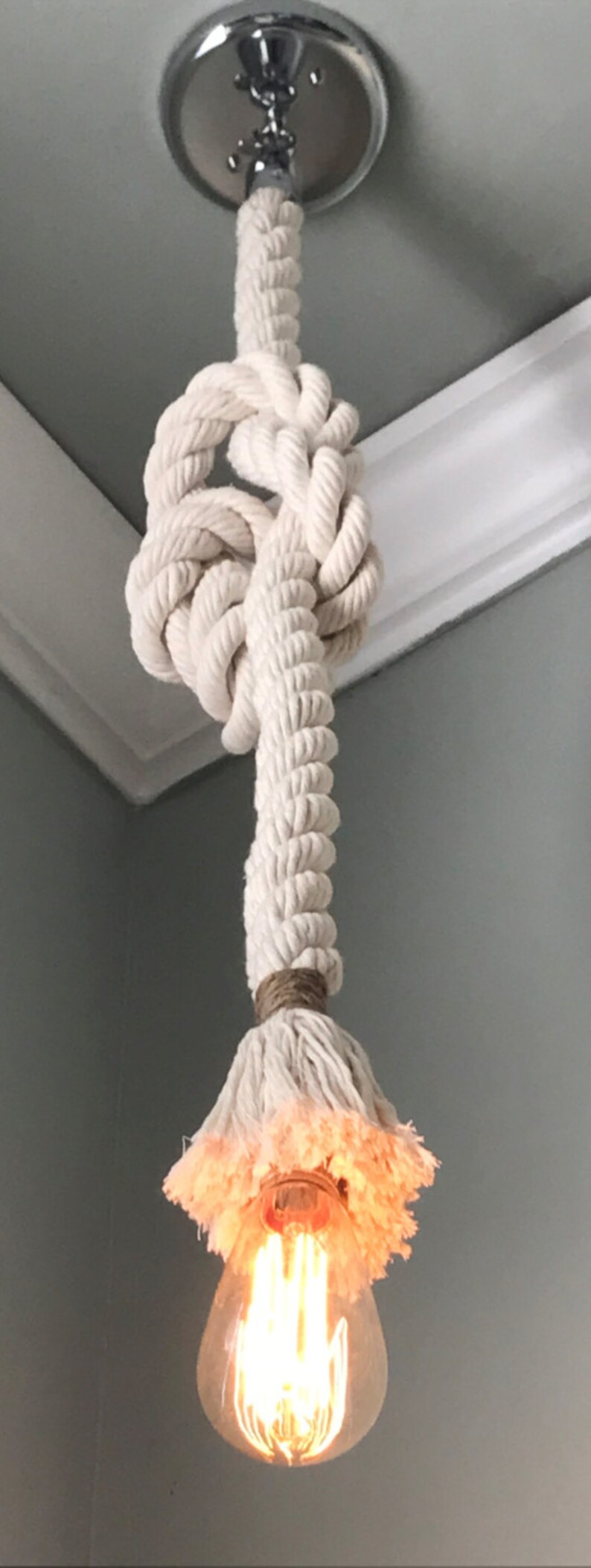 Industrial Nautical Rope Pendant Light: One Inch Thick White - Etsy