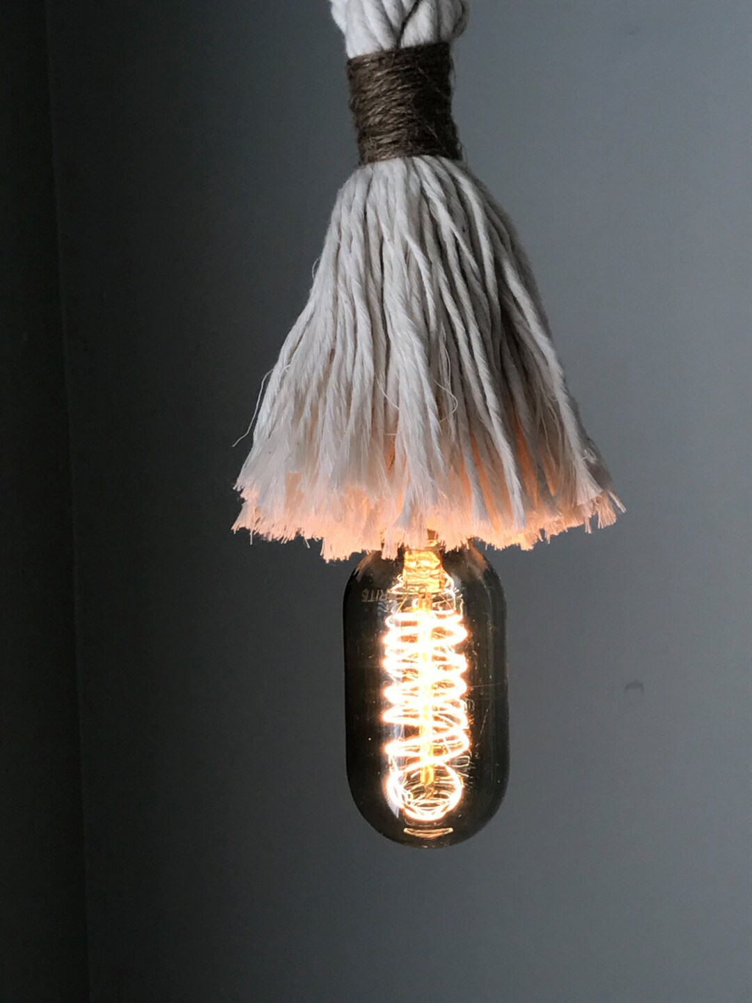 Industrial Nautical Rope Pendant Light: One Inch Thick White Rope Light ...