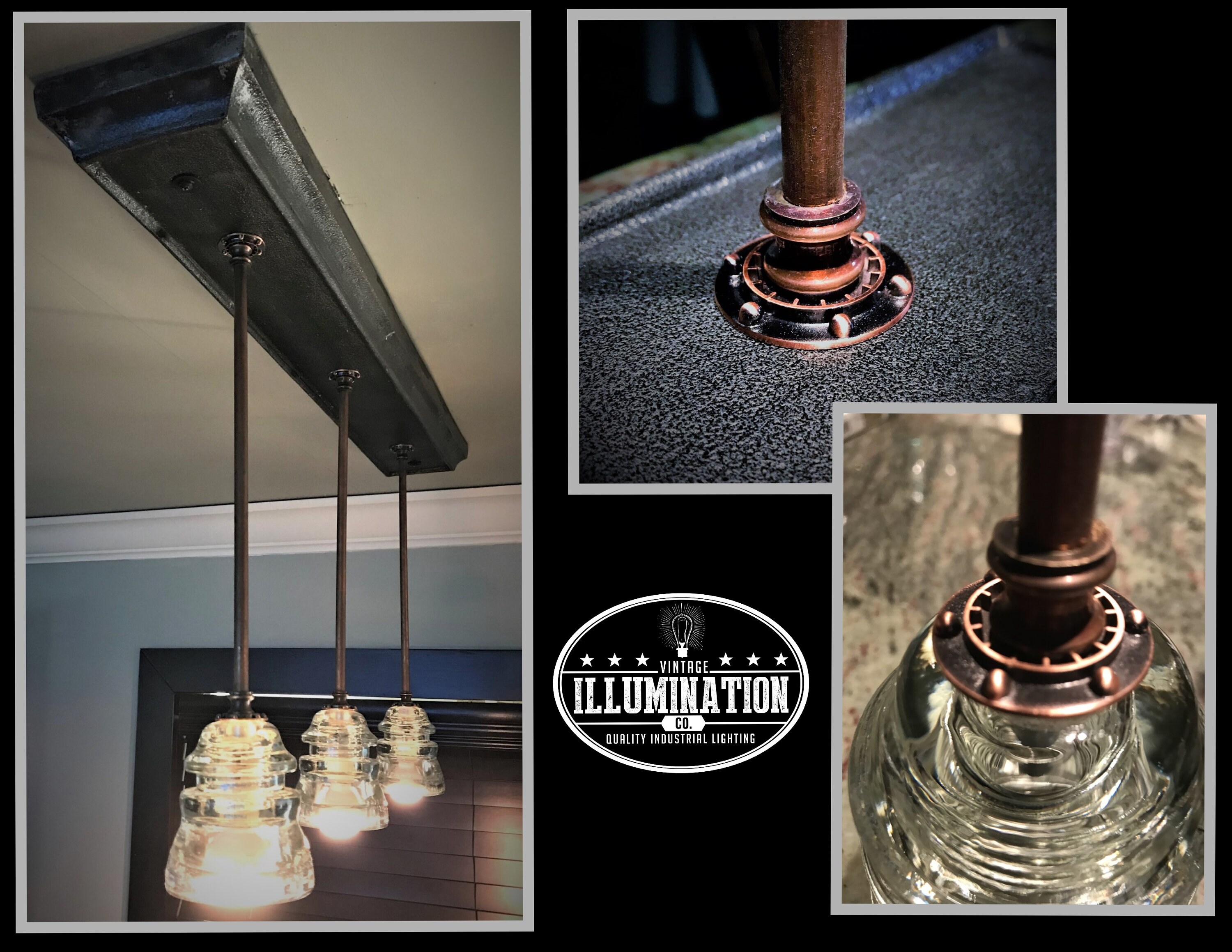 Glass Insulator 3-light Ceiling Fixture W/ Cast Metal Ceiling - Etsy