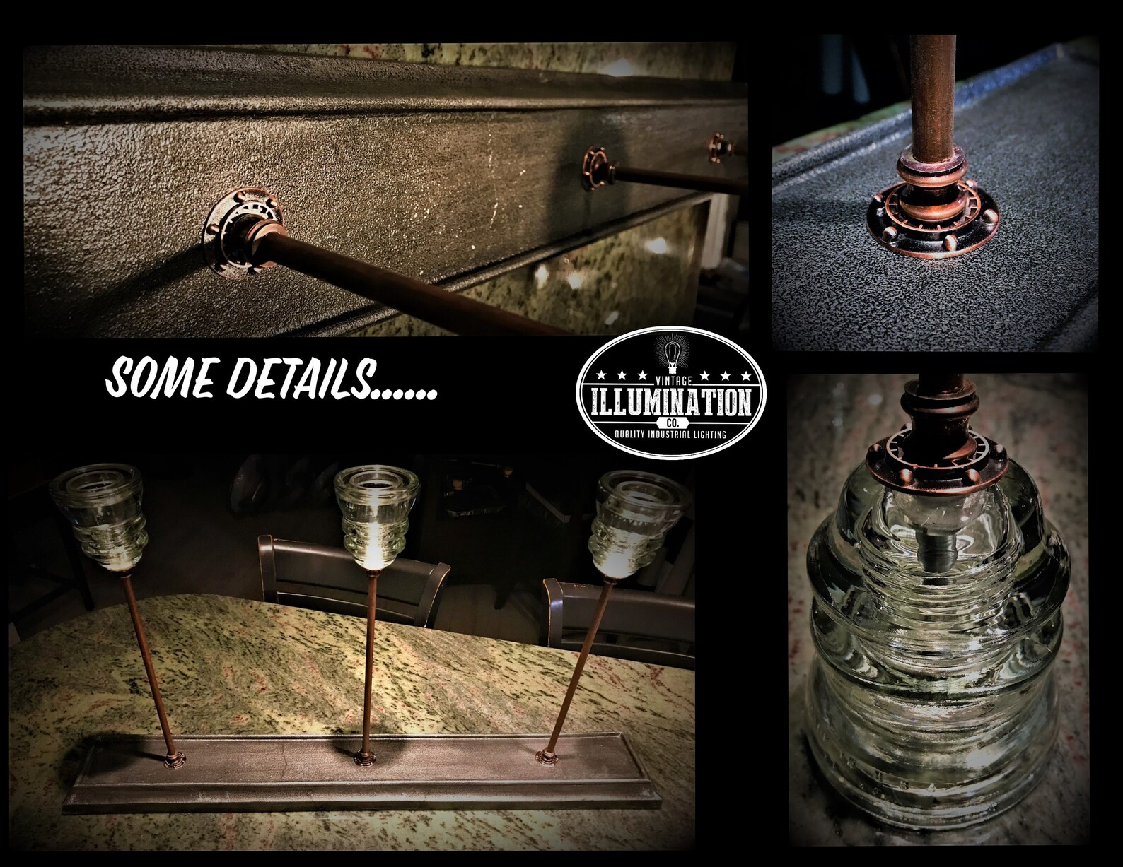 Glass Insulator 3-light Ceiling Fixture W/ Cast Metal Ceiling - Etsy