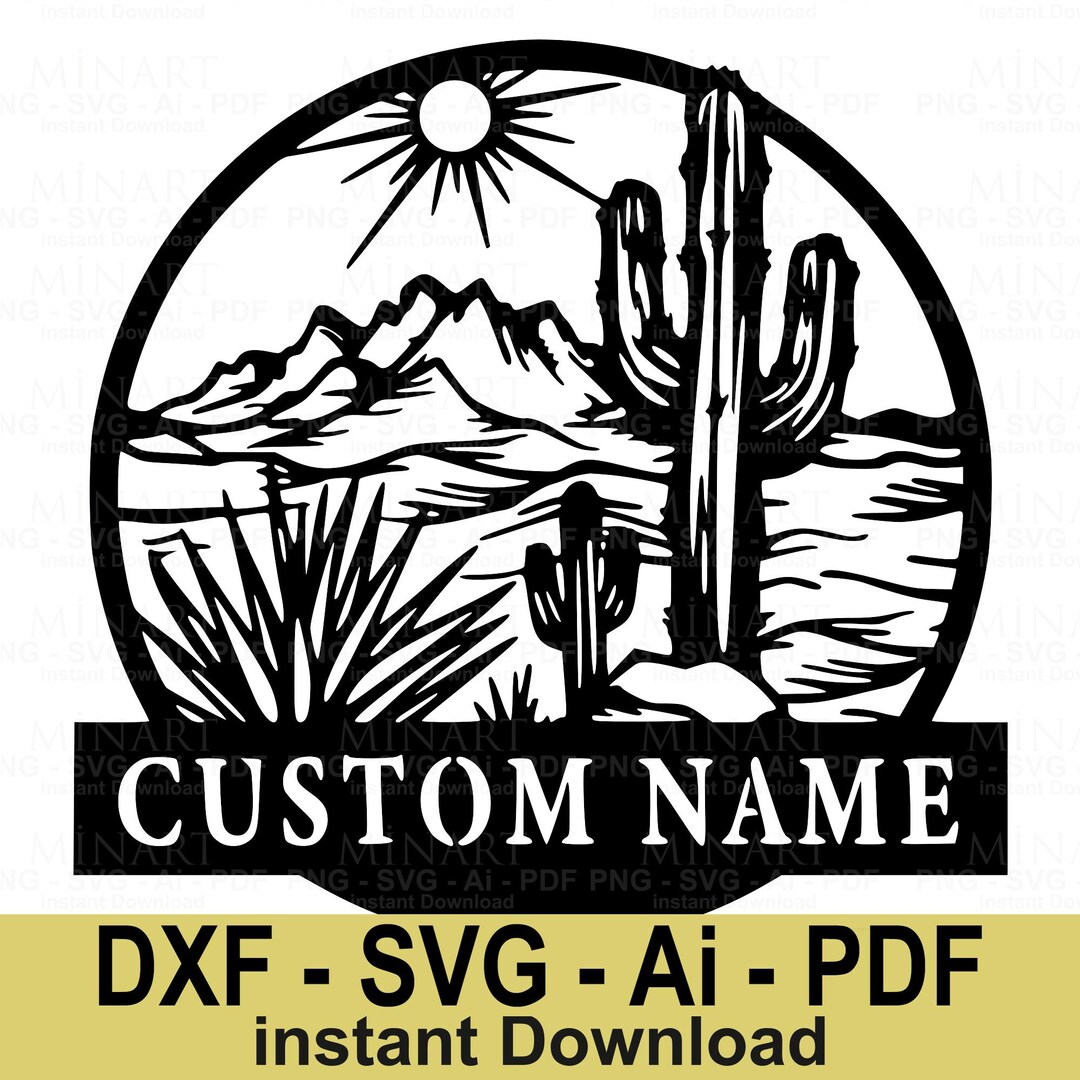 Custom Name Desert Landscape Laser Cut File, Southwestern Decor ...