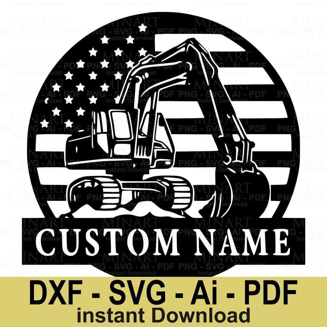 Excavator Custom Name Laser Cut File, Industrial Decor (digital ...
