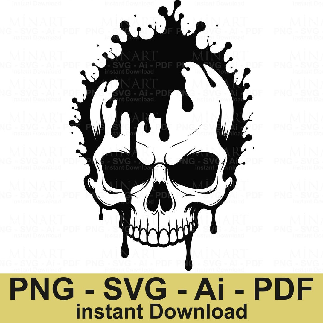 Ink Splash Skull Svg, Gothic Print Design (digital Download) - Etsy