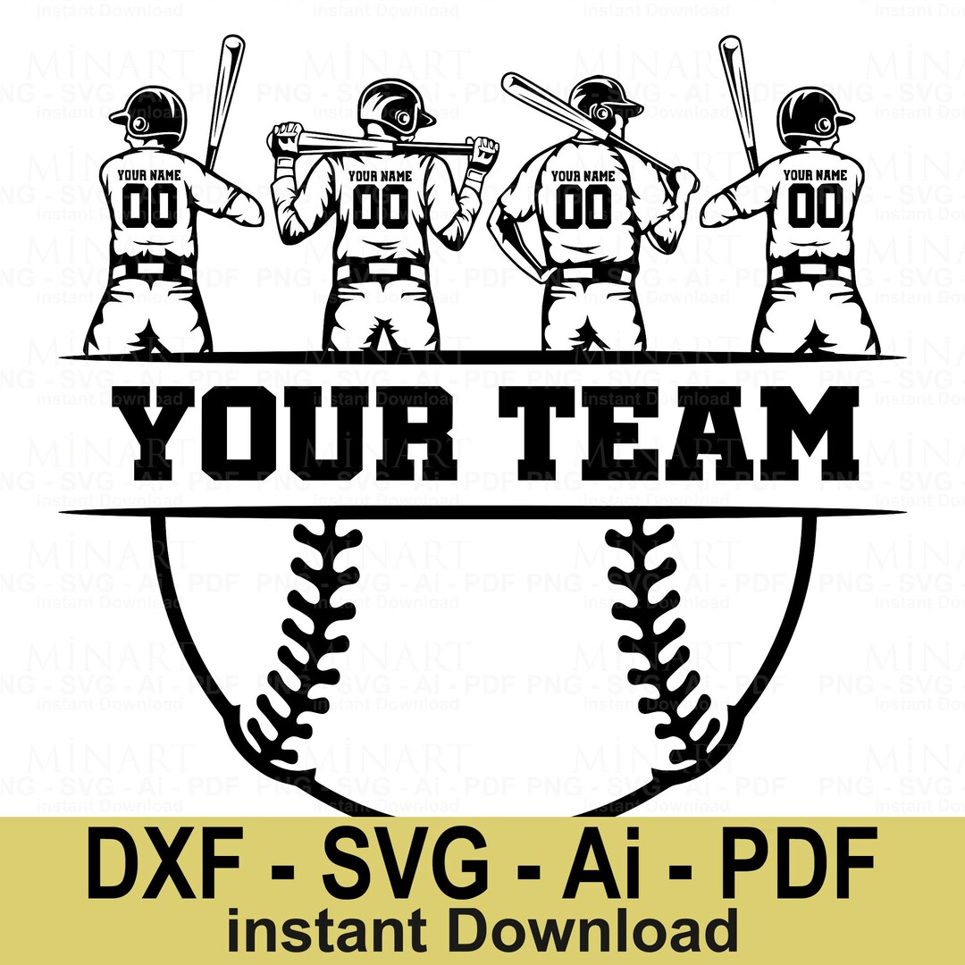 Custom Baseball Team Svg, Personalized Player Name Number Digital ...