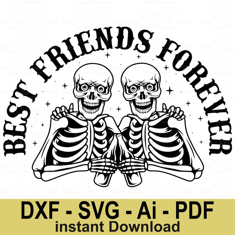 Best Friends Forever Skeleton Svg Funny Halloween Friends Digital ...