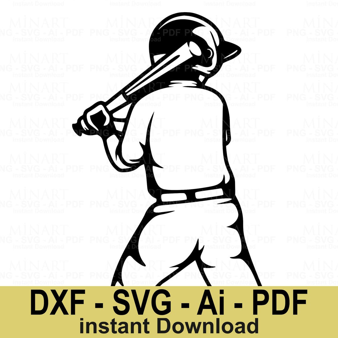 Baseball Player Svg Dxf Png Pdf Digital Download Sports Batter ...