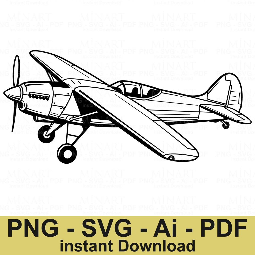 Biplane SVG, Vintage Airplane SVG Classic Propeller Plane Clipart Retro ...