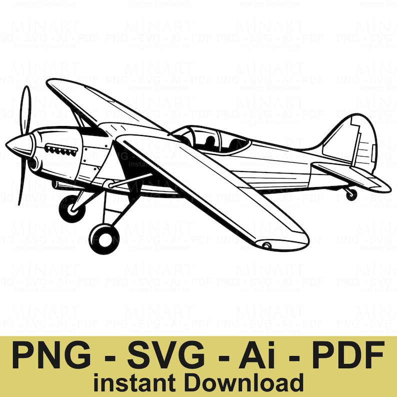 Biplane SVG, Vintage Airplane SVG Classic Propeller Plane Clipart Retro ...