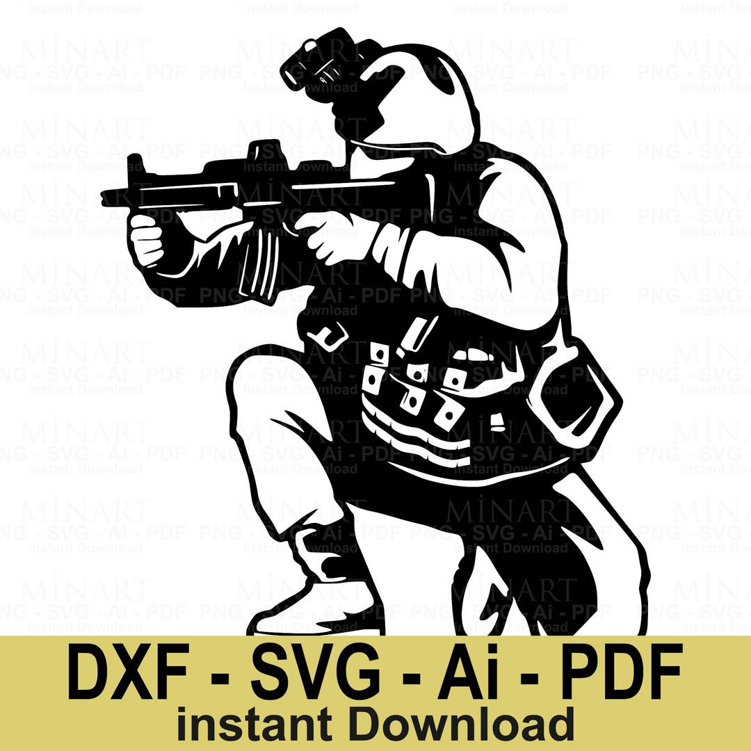 Tactical Soldier Svg Dxf Png Pdf Digital Download, Military Soldier ...