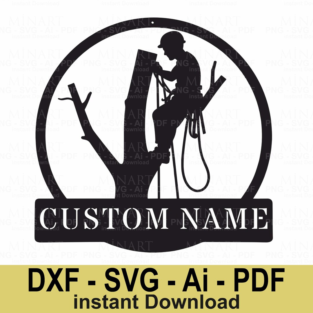 Arborist Dxf Ready for Laser Cut Template, Tree Climber Dxf, Chainsaw ...